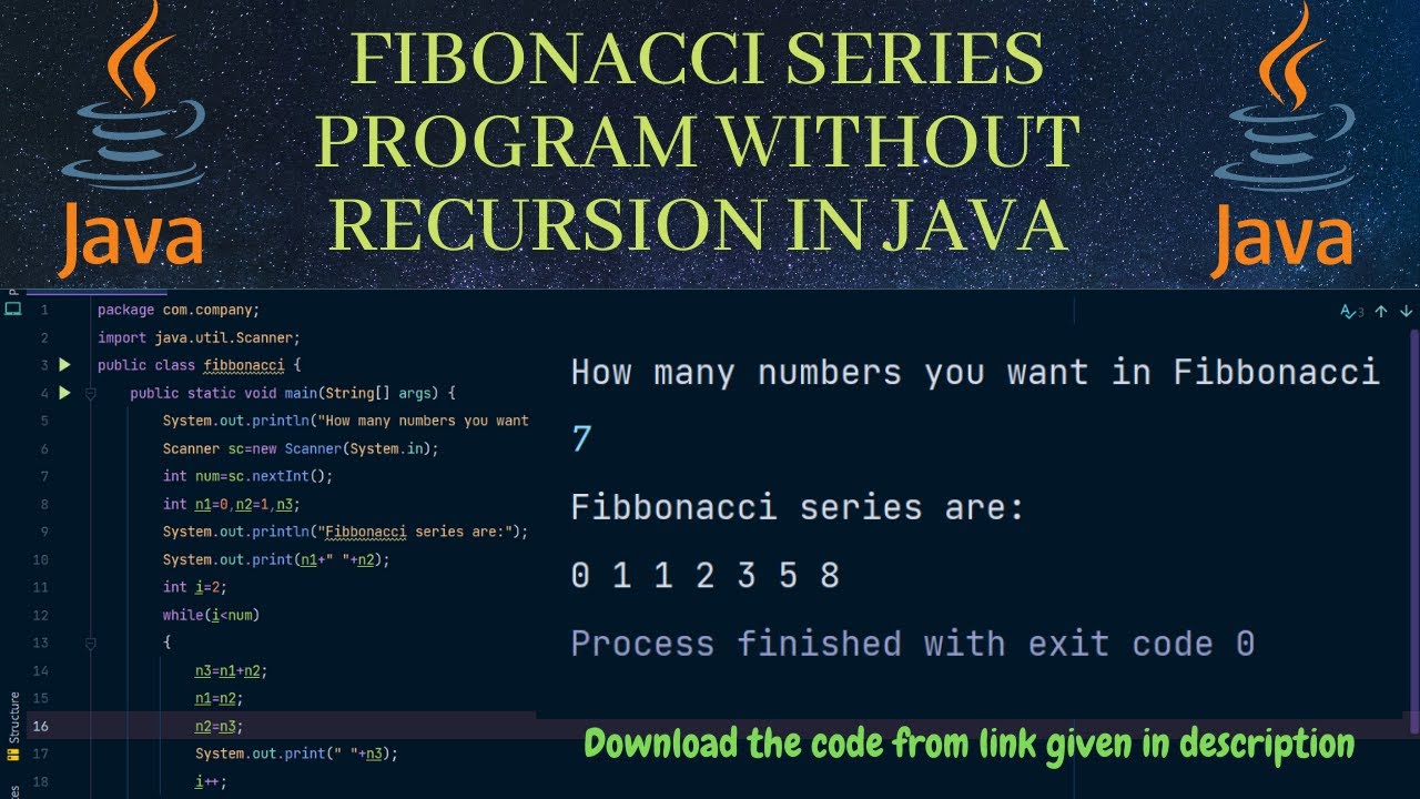 Display Fibonacci Series Program In Java Without Recursion