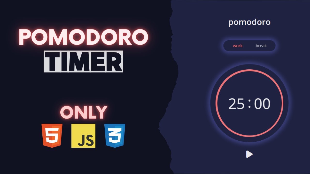 Pomodoro Timer Project Only With Html Css And Javascript Youtube