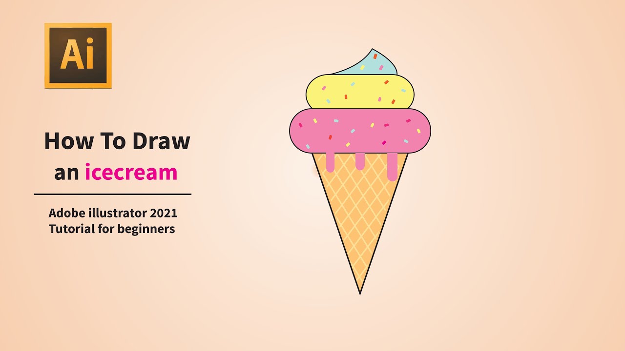 Ice Cream Illustration Design Adobe Illustrator Cc Tutorial Youtube