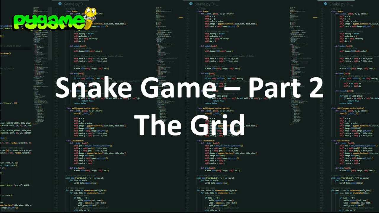 How To Create A Grid In Pygame Pygame Snake Game 2 Youtube