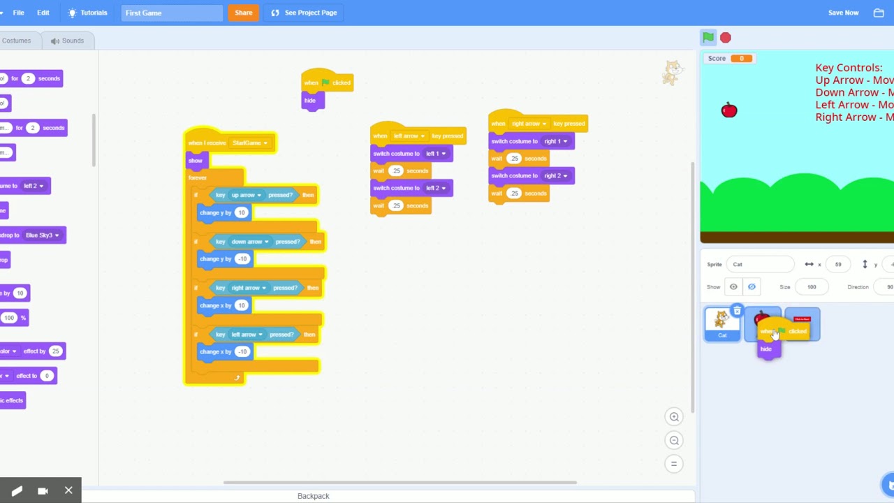 Video 1 Creating A Start Screen And Start Button For You Scratch Game