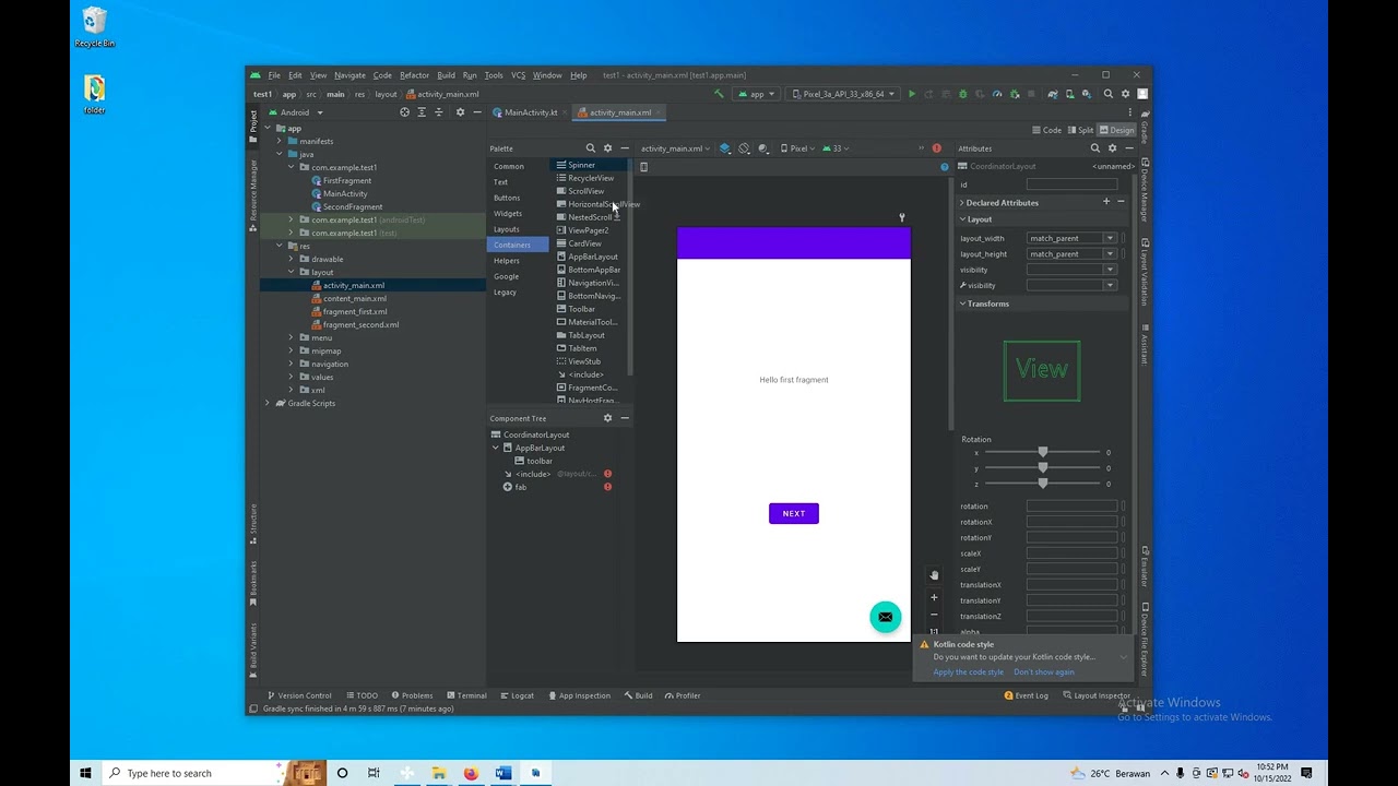 Android Studio Xml Test 1 Youtube