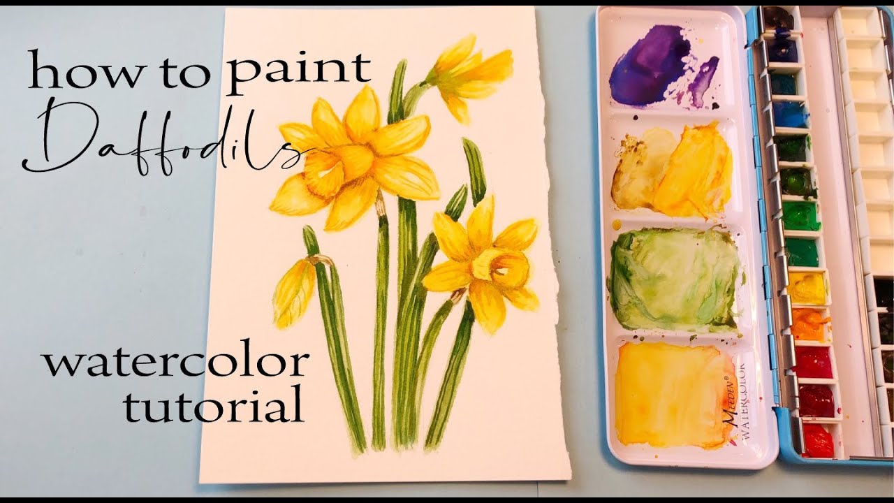 Easy How To Paint Watercolor Daffodils Floral Friday Step By Step