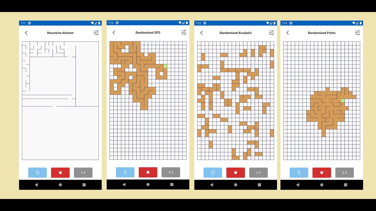 Maze Generation Algorithm Visualization Android App Kotlin Youtube