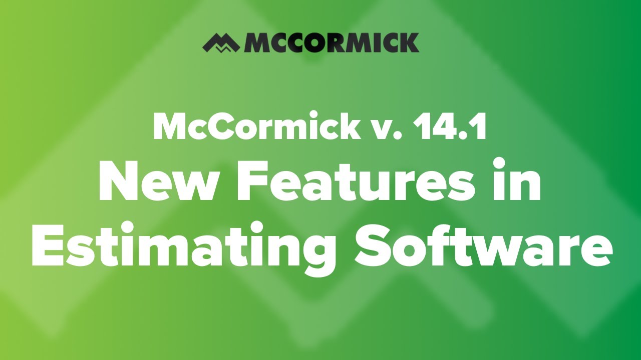 Mccormick Version 14 1 New Features In Estimating Software Youtube