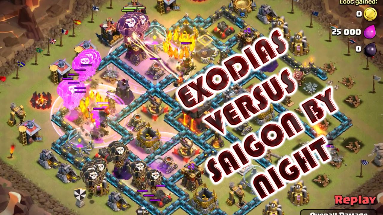 Clash Of Clans Clan Wars Exodias Vs Saigon By Night 18 3 Star Battles