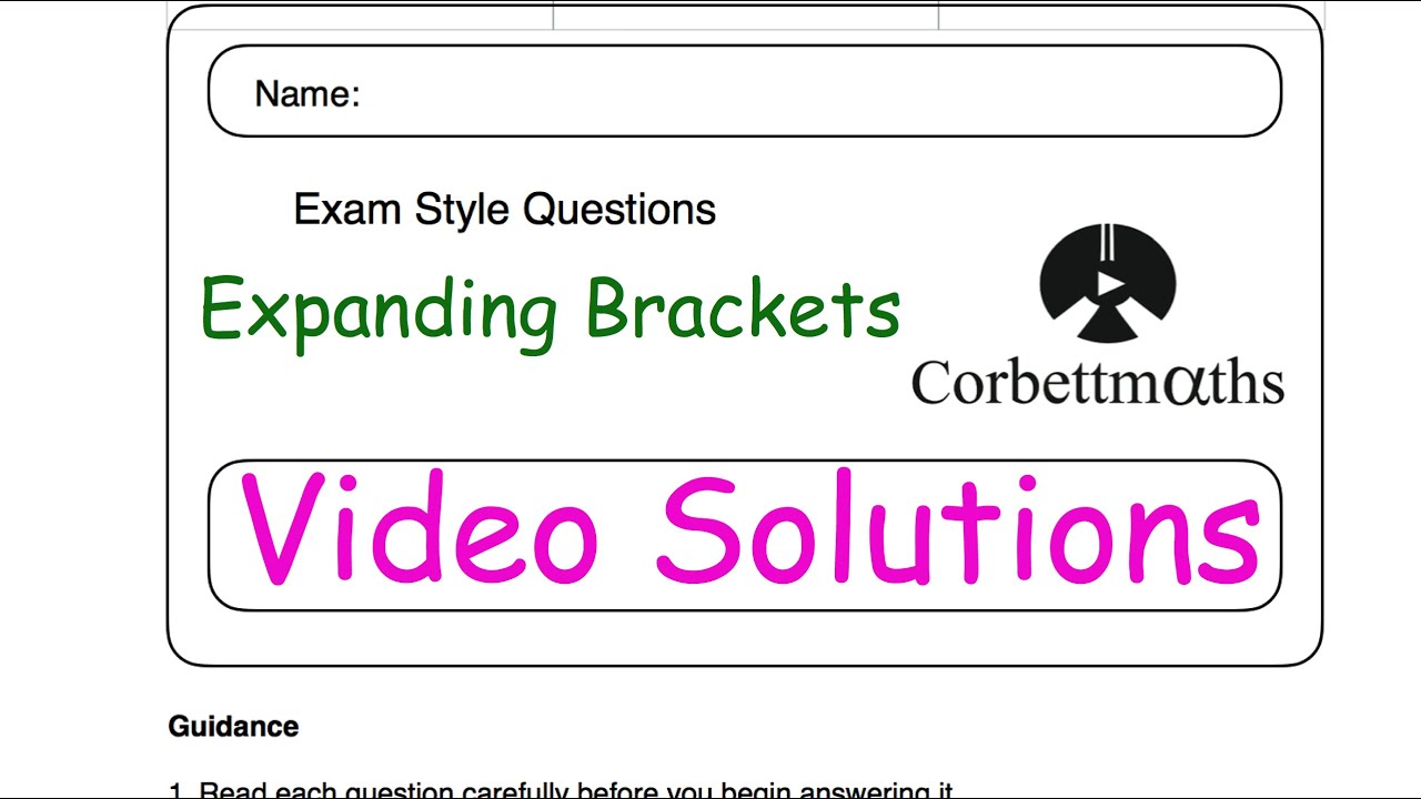 Expanding Brackets Answers Corbettmaths Youtube
