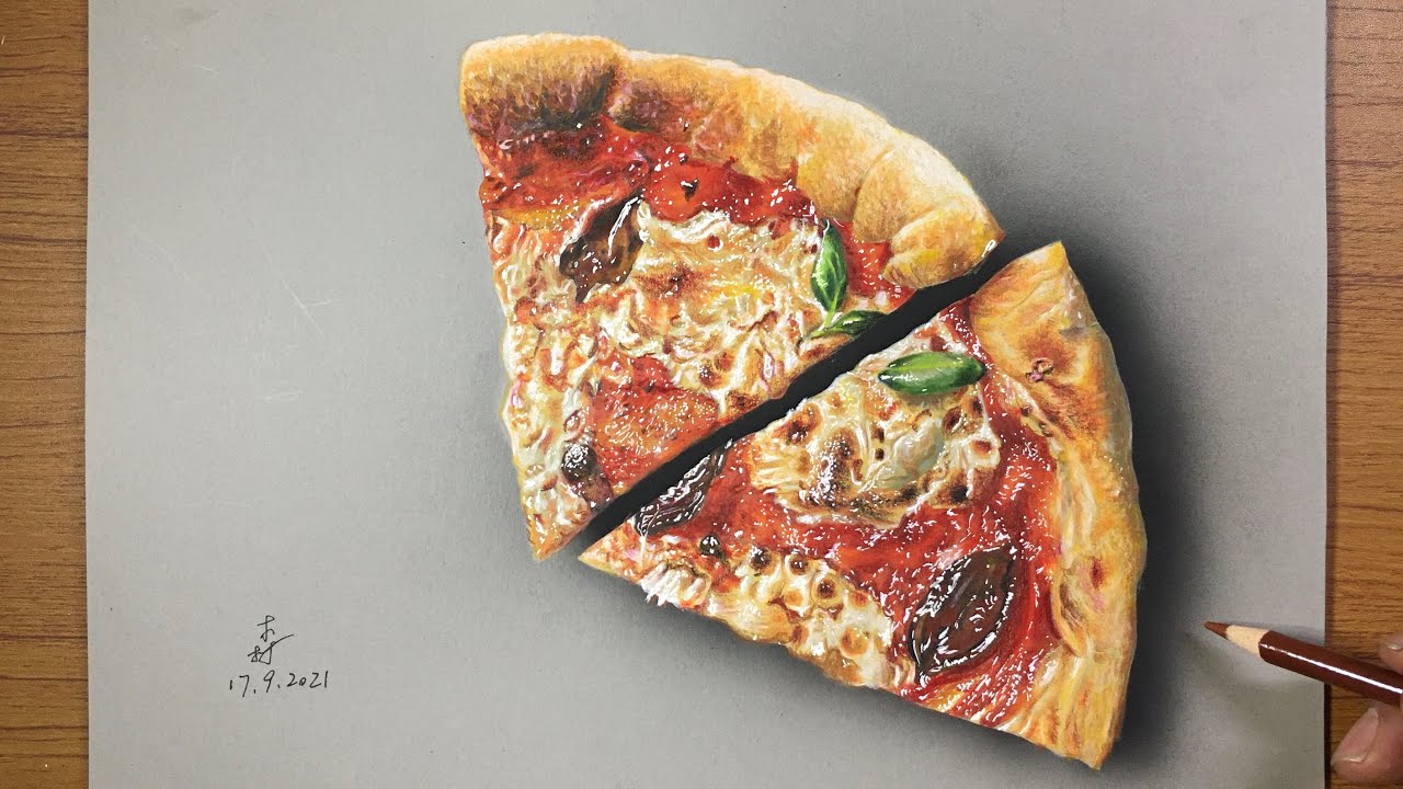畫畫 How To Draw Pizza Realistic Hyperrealistic Youtube