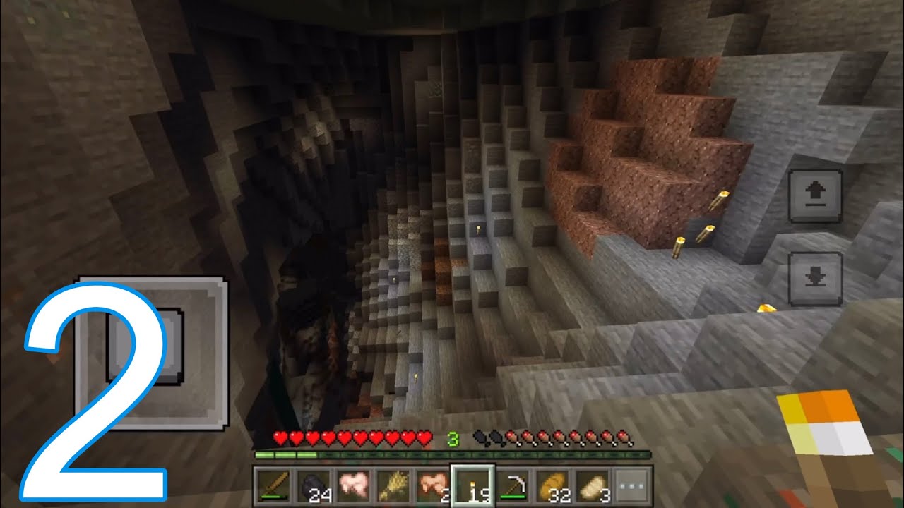 Minecraft Bedrock Survival Gameplay Part 2 Mining For Iron Youtube