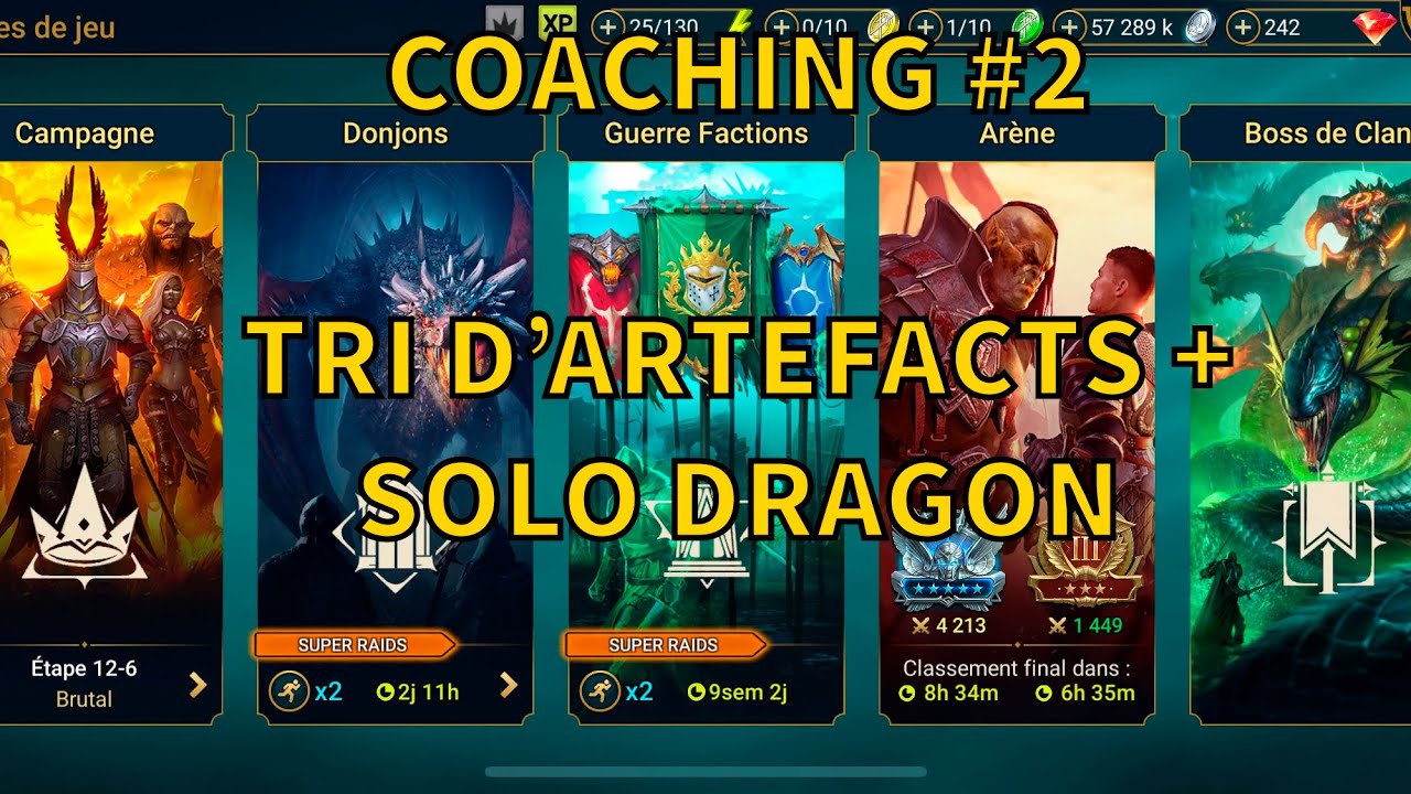 Coaching 2 Double Coaching Tri D Artefacts Et Solo Dragon Tomblord
