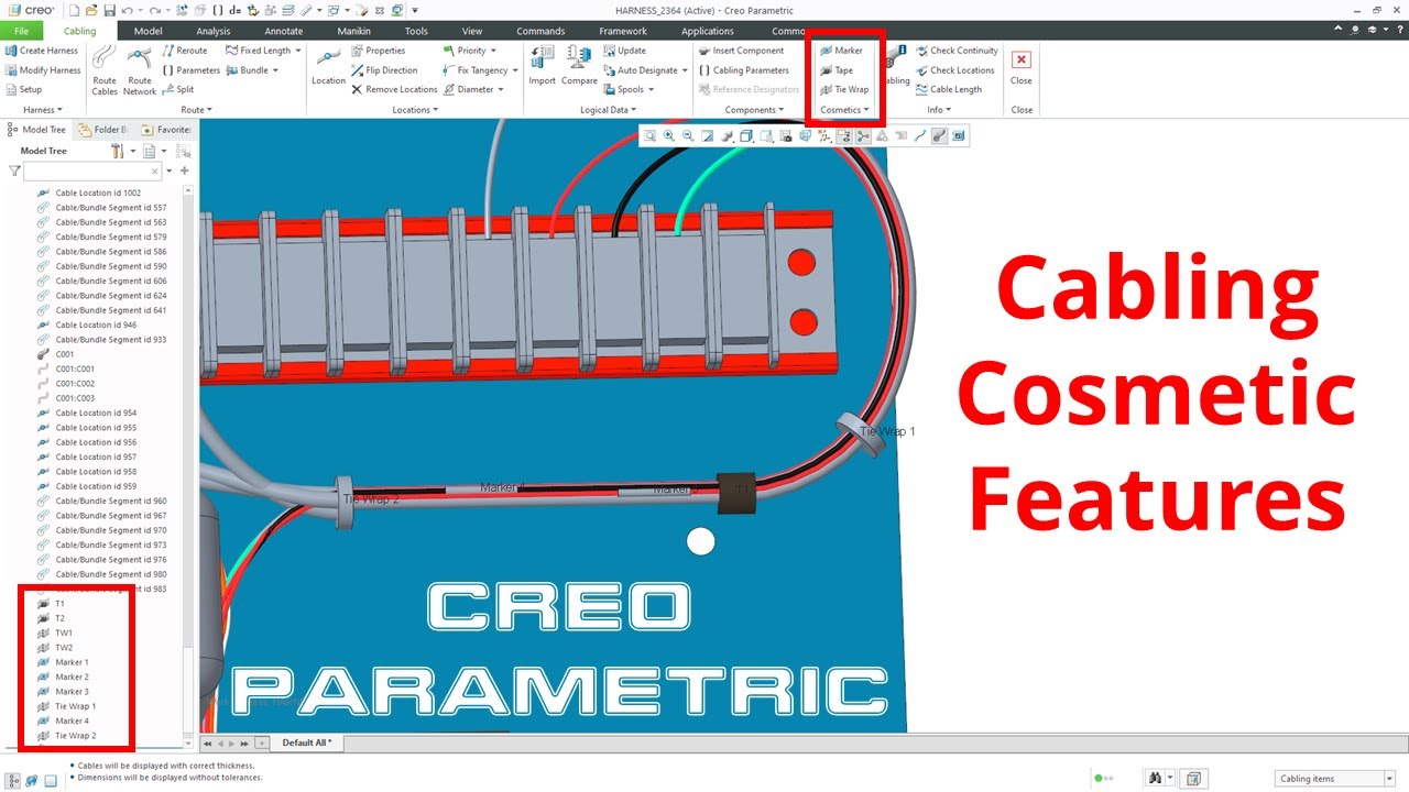 Creo Parametric Cabling Cosmetic Features Youtube
