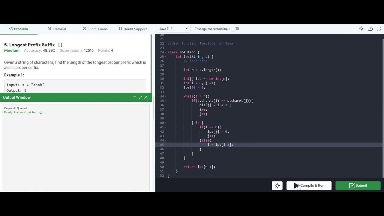 Longest Prefix Suffix Youtube