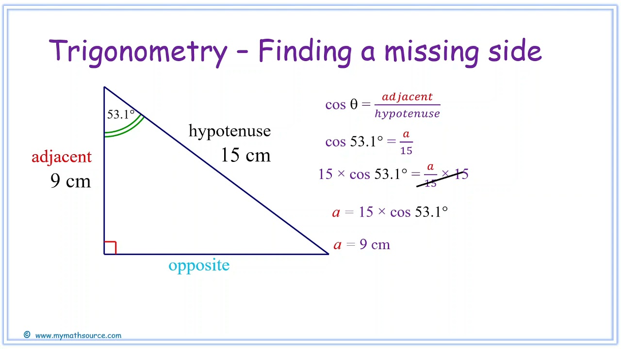 Trigonometry Finding The Missing Sides Of A Right Triangle Youtube