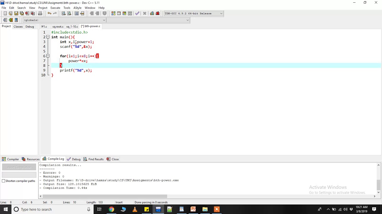 Power Function In C Youtube