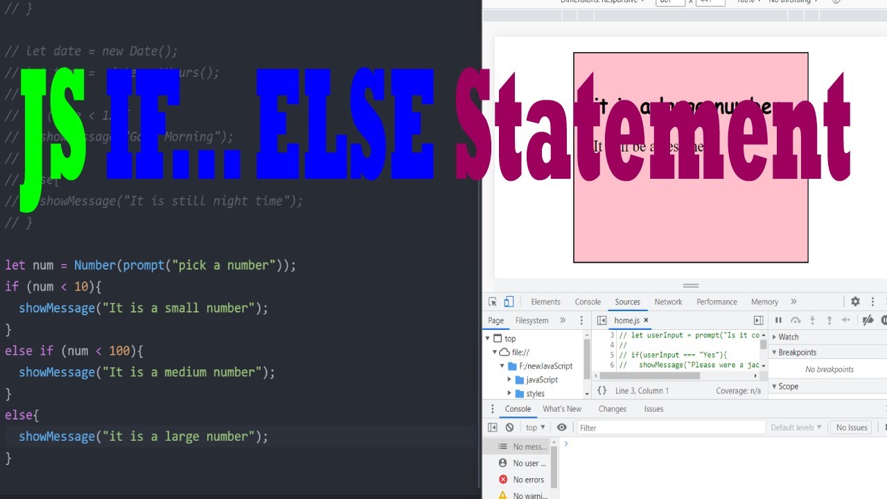 Javascript Tutorials If Else Statements 14 Youtube