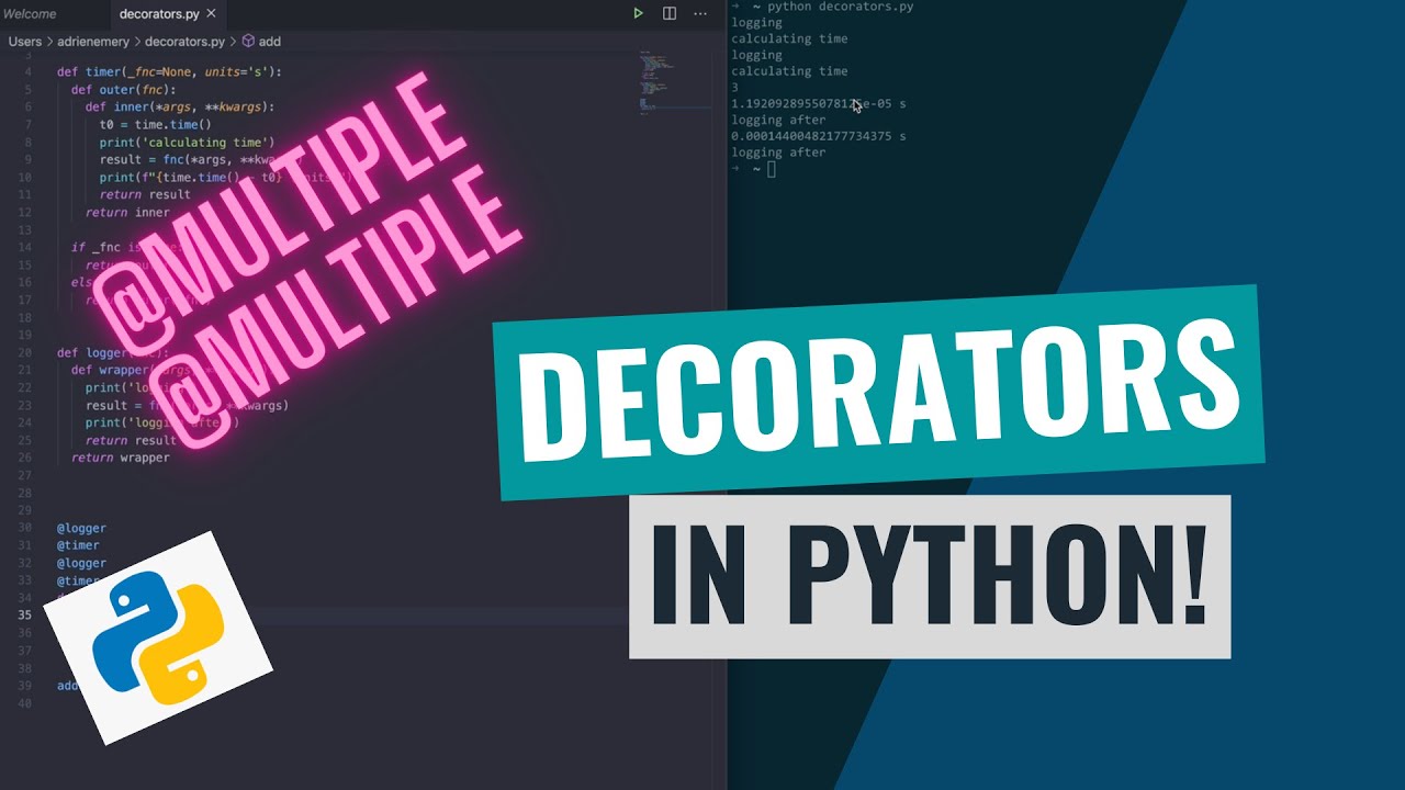 Python Decorators Multiple Decorators And Optional Args Youtube
