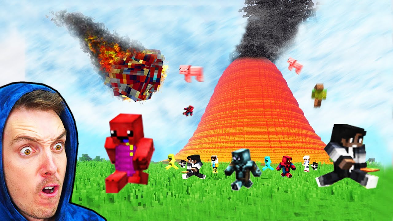 100 Minecraft Players Vs Natural Disasters Youtube
