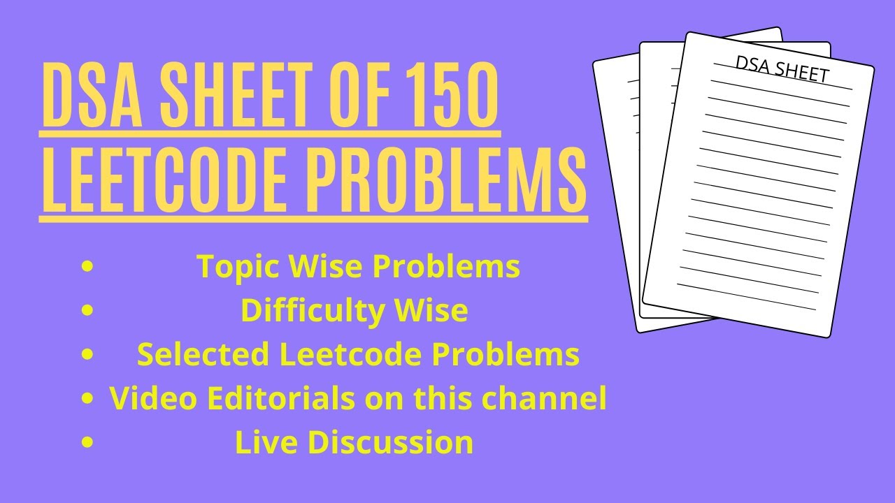 150 Dsa Problems Sheet Leetcode Easy And Medium Problems Topicwise