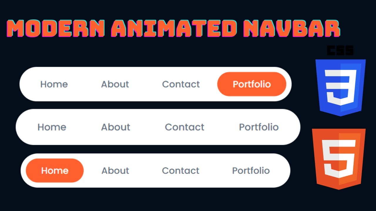 Animated Modern Navbar Using Html And Css Youtube