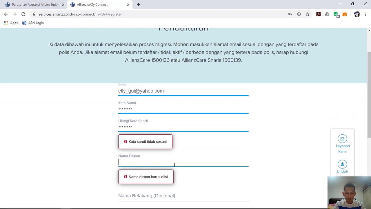 Tutorial Pendaftaran Eazy Connect Allianz Youtube