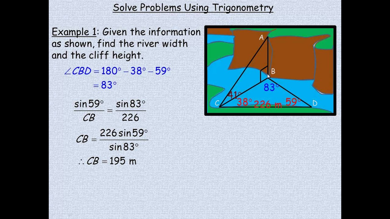 Solve Problems Using Trigonometry Youtube