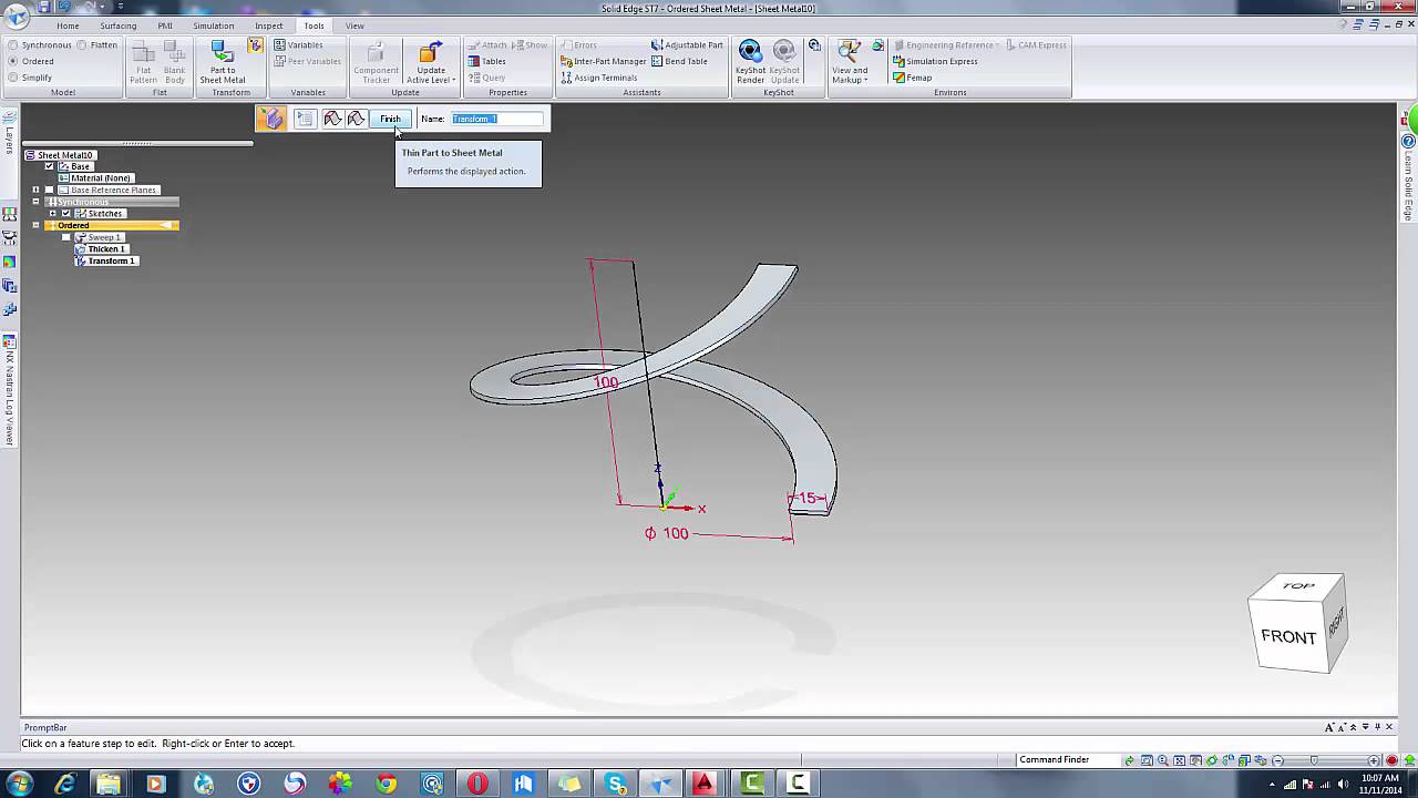 Helix Flatten Solid Edge St7 Youtube