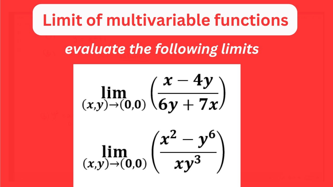 Limits Of Multivariable Functions With Solved Examples Youtube