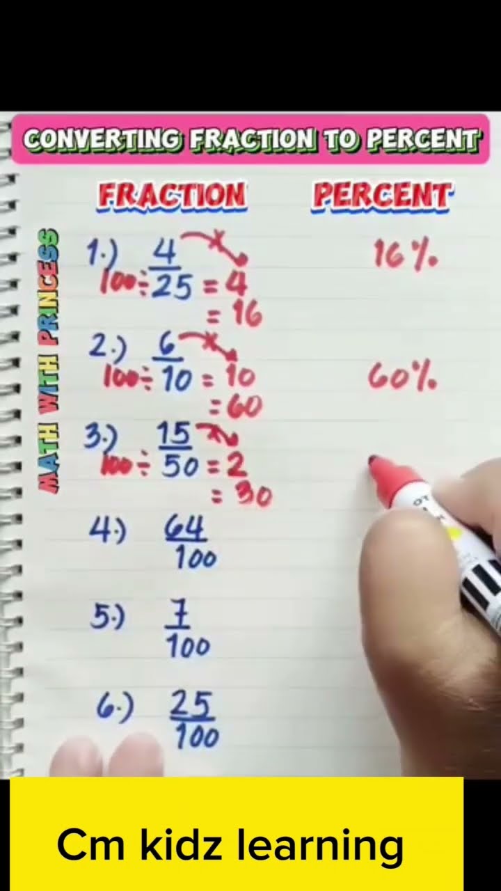 Math Review How To Convert Fraction To Percent Math Mathviral