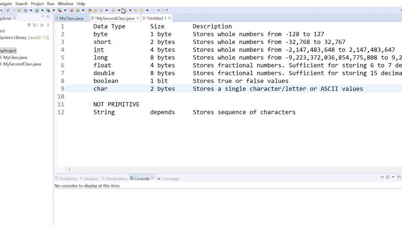 Java Tutorial 3 More In Depth Data Types And Variables Youtube