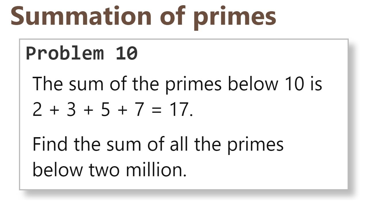Project Euler Problem 10 C C Youtube