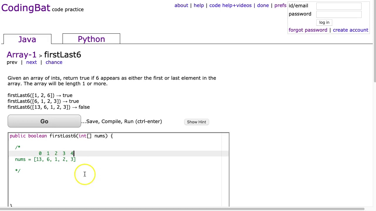 Codingbat Firstlast6 Java Youtube