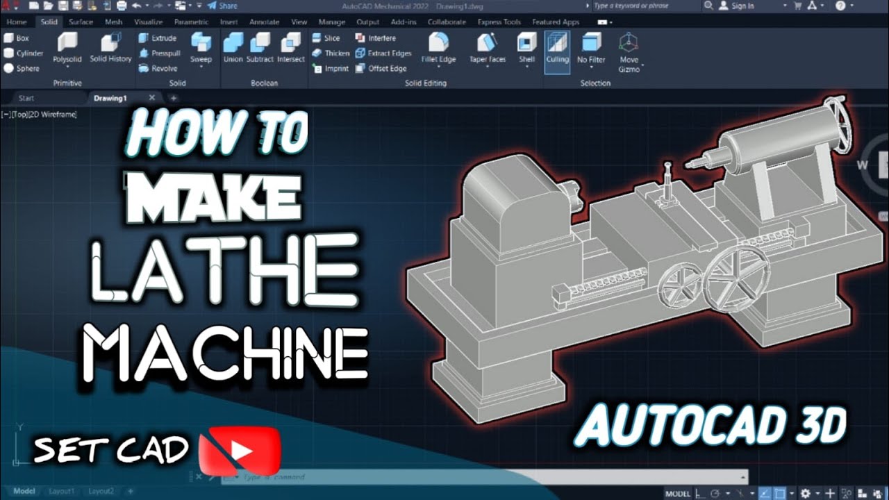 How To Make Lathe Machine In Autocad 3d Autocad 3d Tutorial Advance