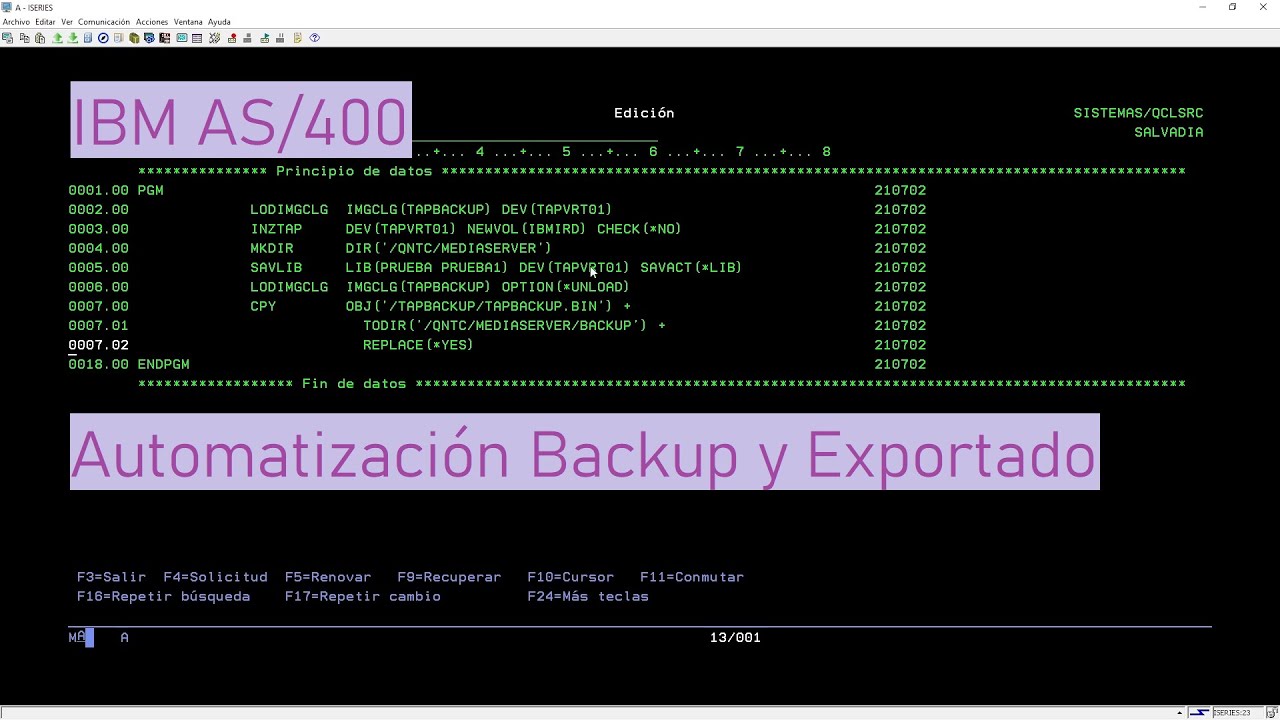 Ibm As 400 Automatización Del Backup Y Exportado A Un Servidor Youtube