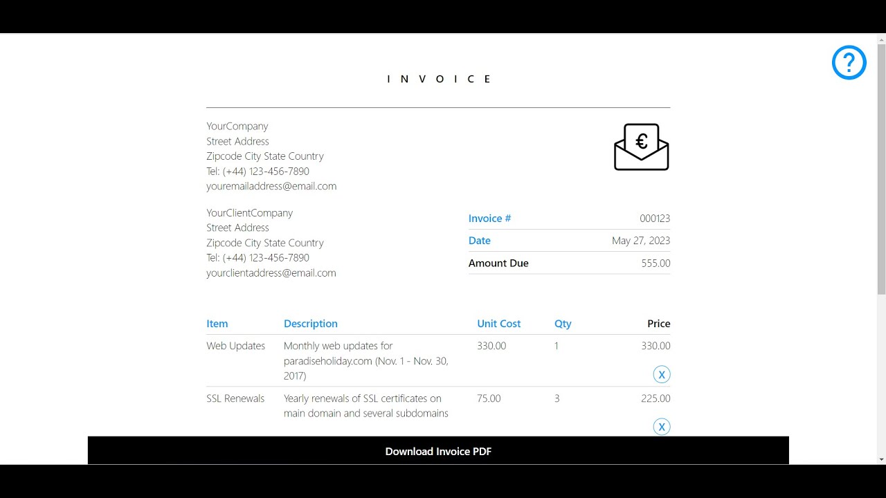 Javascript Jspdf Project To Build Pdf Bill Invoice Generator For