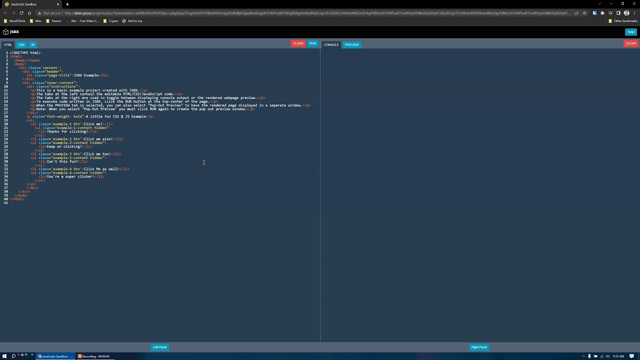 Jsbx Html Css Javascript Code Sandbox Youtube