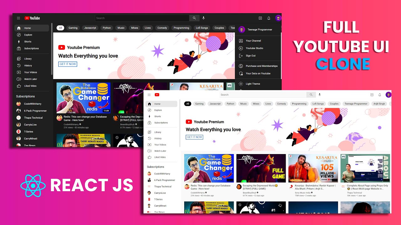 Ui Clone With React Js Frontend Youtube
