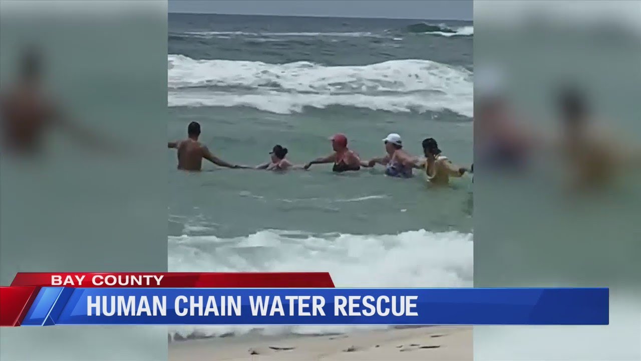 Human Chain Water Rescue Panama City Beach Youtube