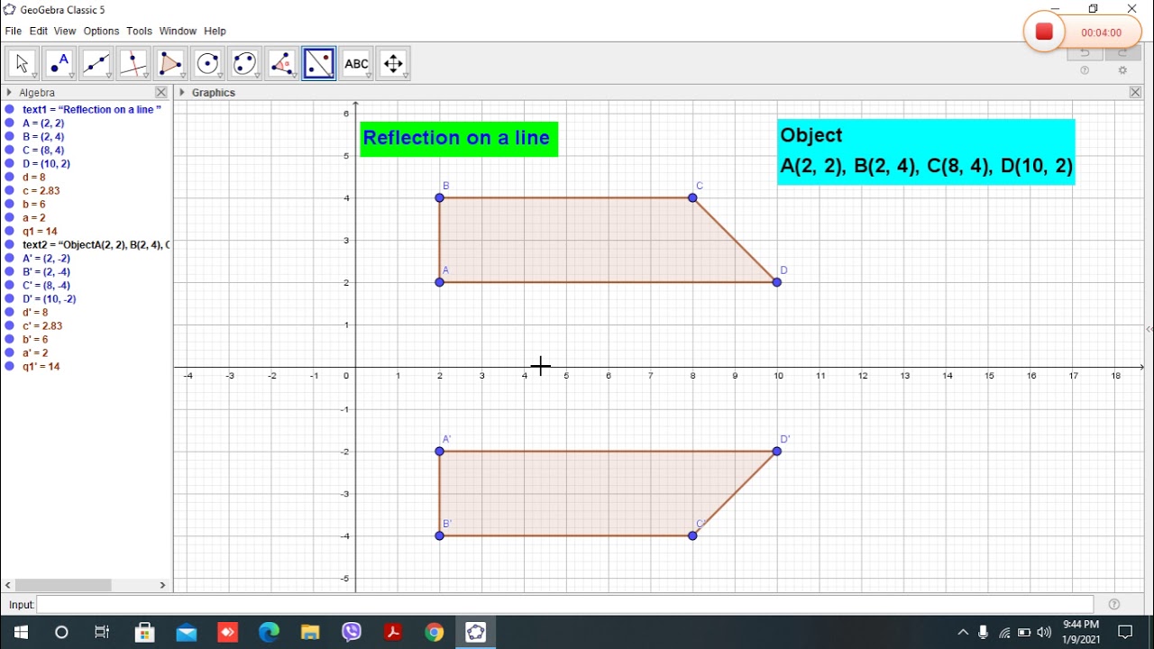 Reflection Using Geogebra Youtube