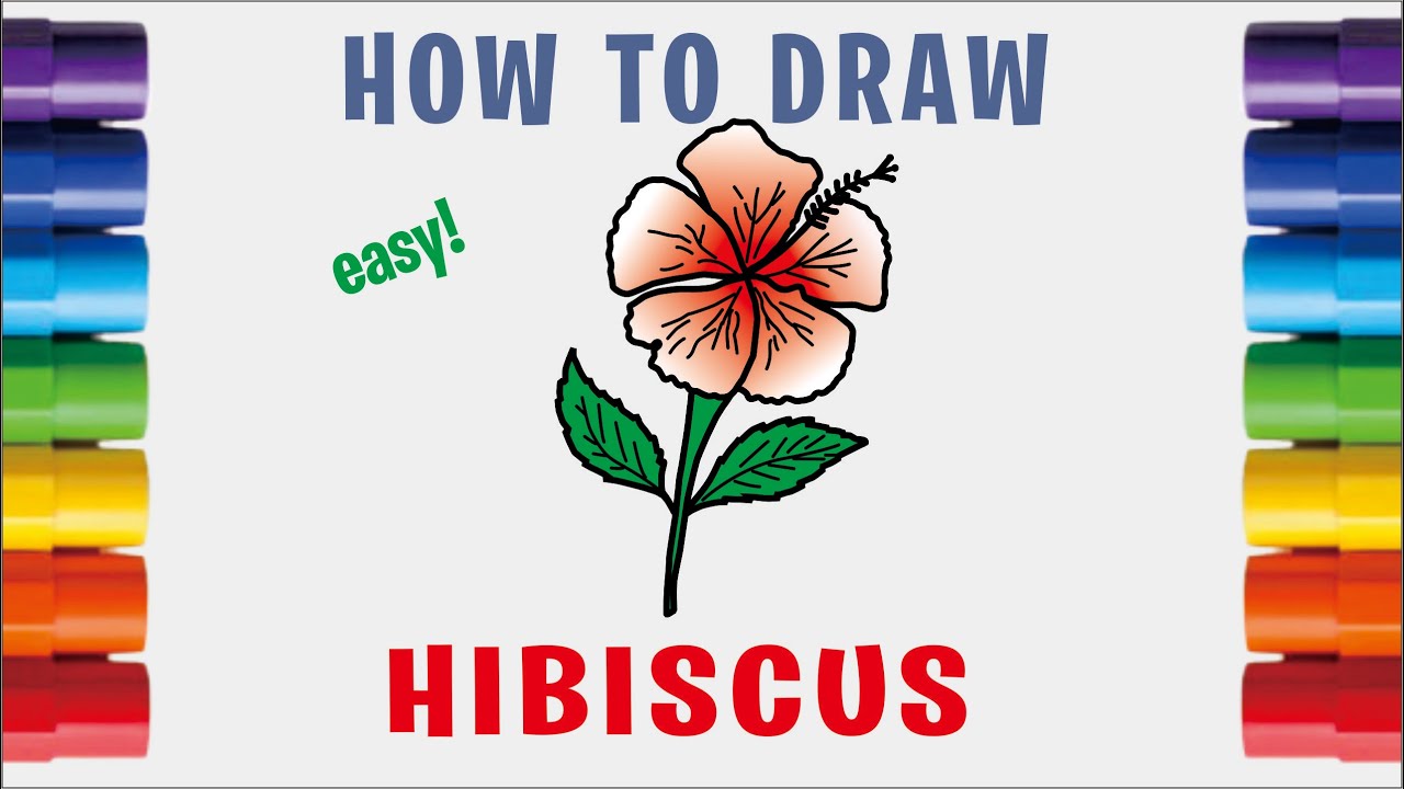 How To Draw A Flower For Kids Hibiscus Easy Drawing Cara Menggambar