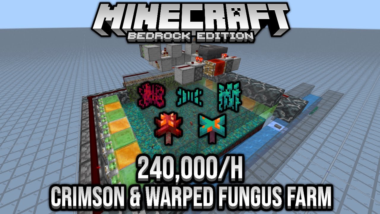 240 000 H Crimson Warped Fungus Farm Showcase Minecraft Bedrock 1 16