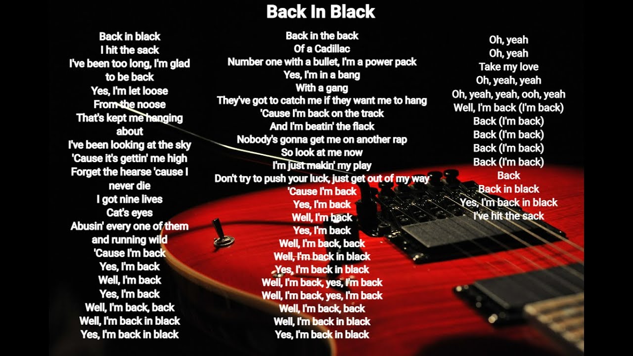 Back In Black Ac Dc Lyrics Hq Youtube