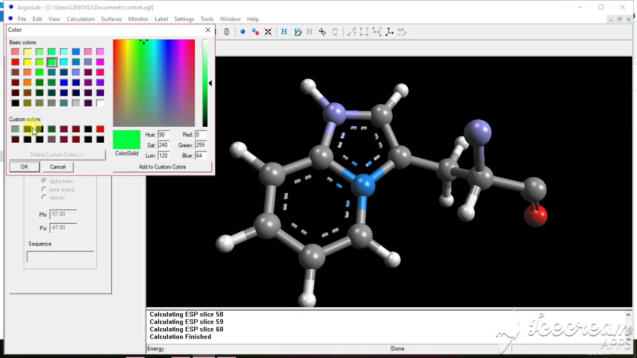 Tutorial Penggunaan Arguslab Dalam Menggambar Asam Amino Youtube