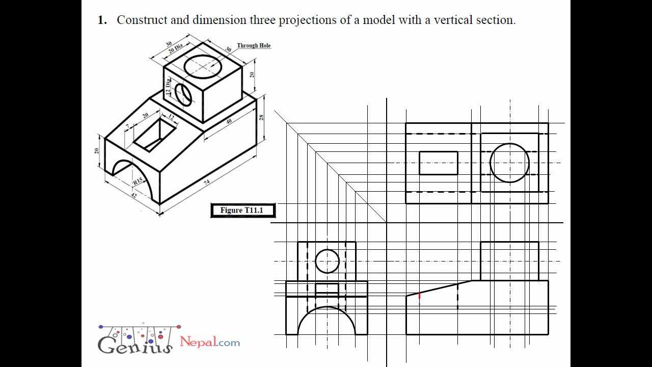 Orthographic Projections Problem 4 Engineeringdrawing