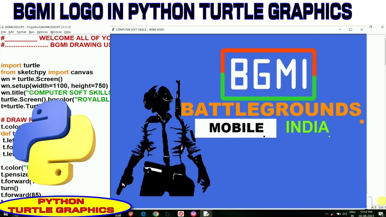 Bgmi Logo Drawing Using Python Turtle Graphics Battlegrounds Mobile