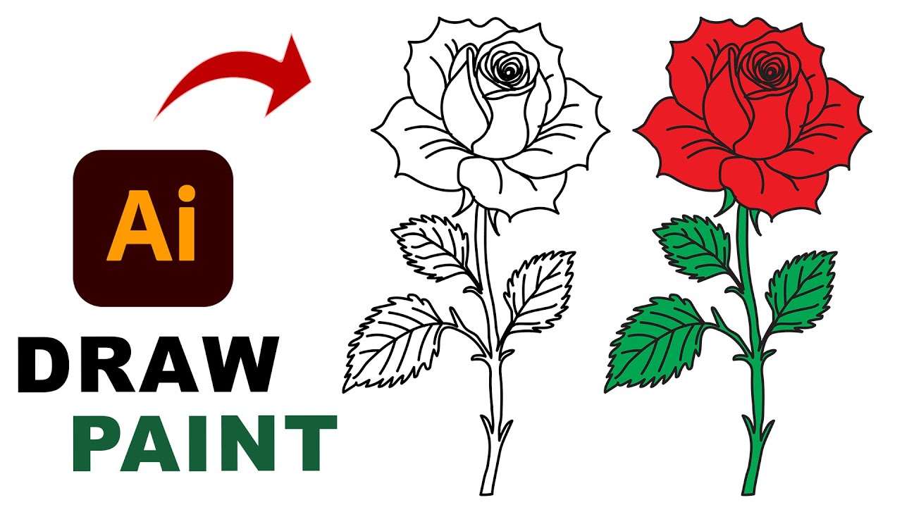 How To Draw Paint A Beautiful Rose In Adobe Illustrator Easy