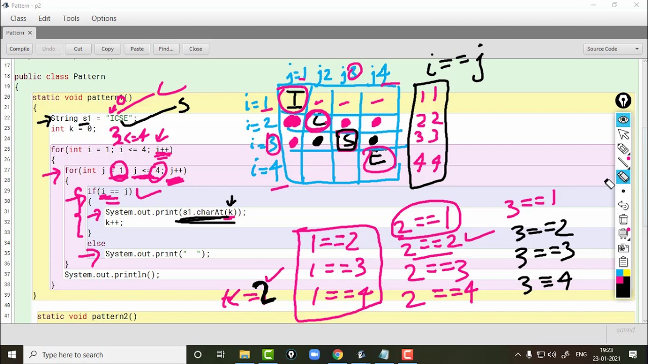 Icse And Icse Pattern In Java Youtube