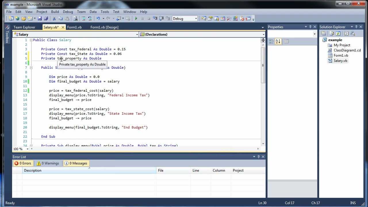 Visual Basic Tutorial 21 Class Overview And Properties Youtube