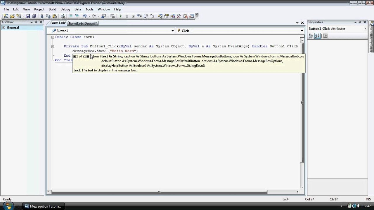 Vb Messagebox Tutorial Youtube