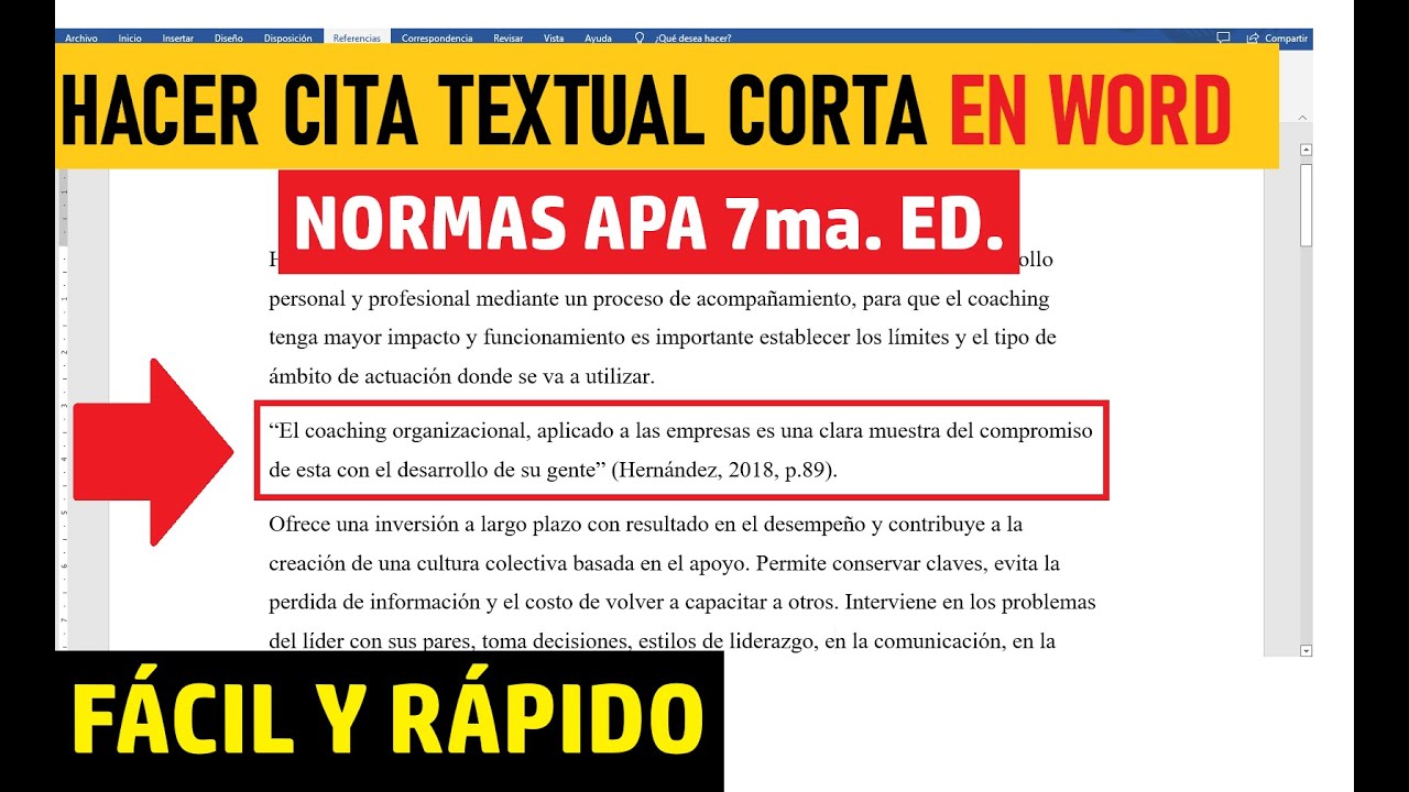 рџ ёвђќрџџ Cг Mo Hacer Una Cita Textual Corta Menos De 40 Palabras En Word