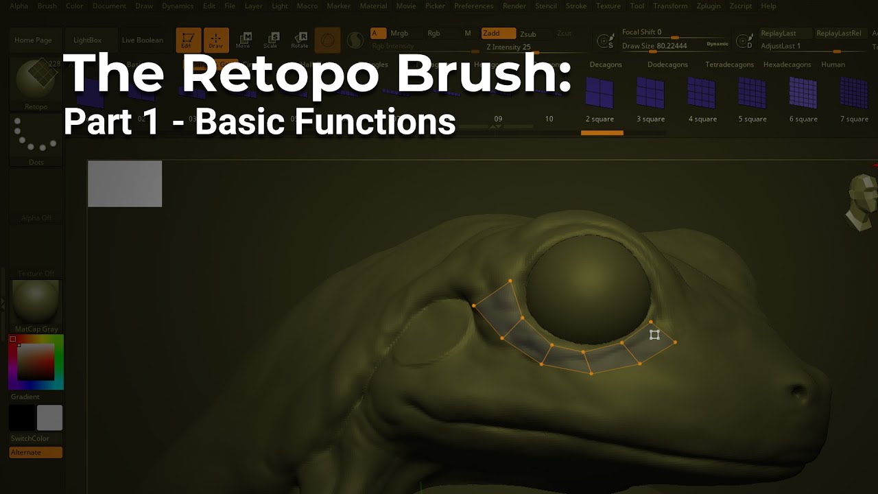 Getting Started With Zbrush Desktop Retopology Brush Basic